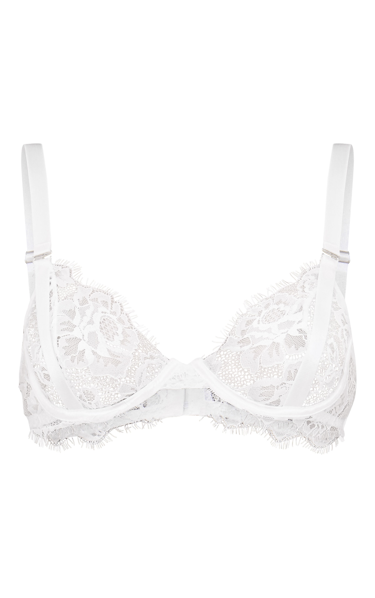 White Eyelash Lace Underwired Bra | Lingerie & Nightwear | PLT