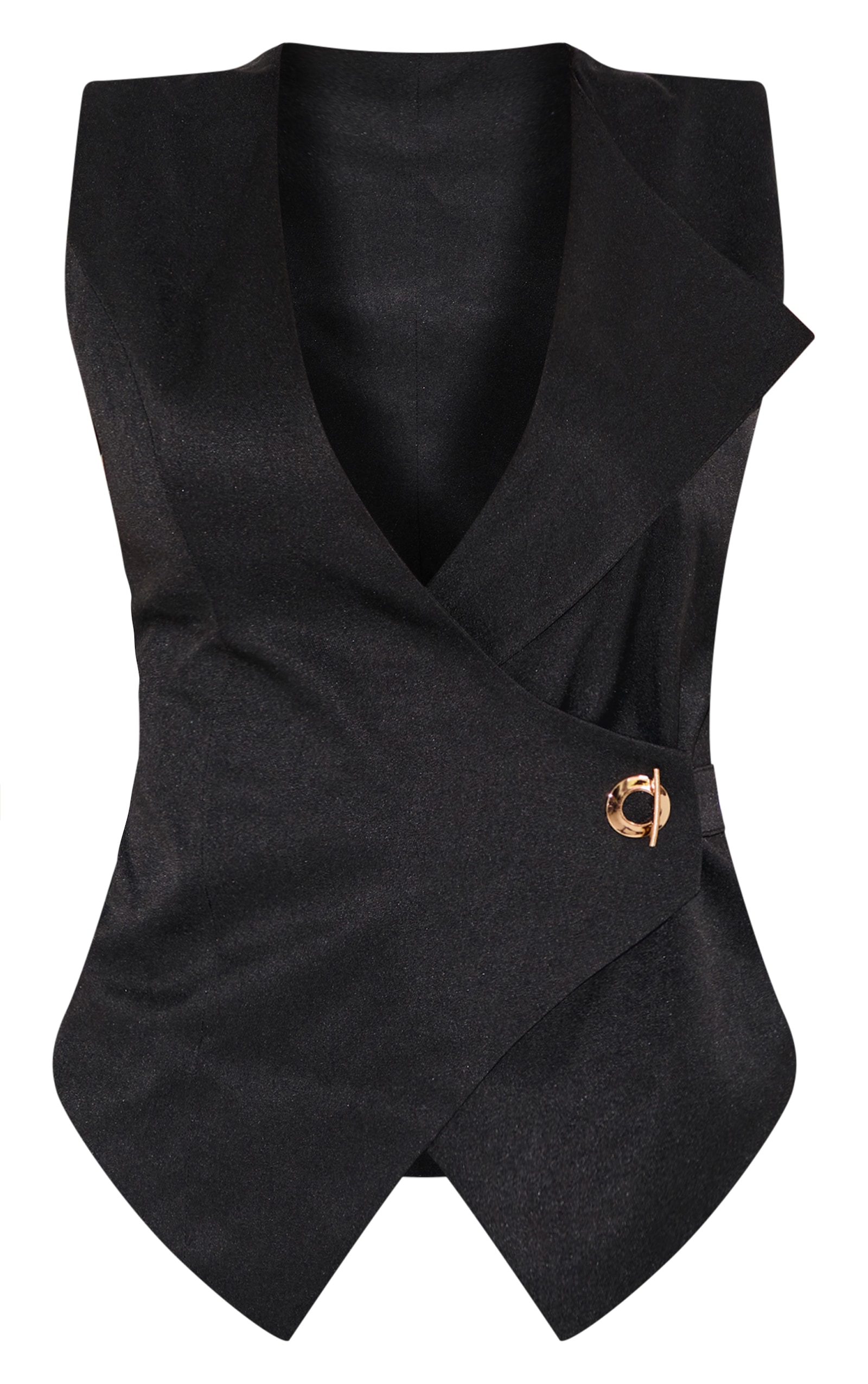 Shape Black Tailored Asymmetric Gold Hardware Vest | Shape | PLT USA