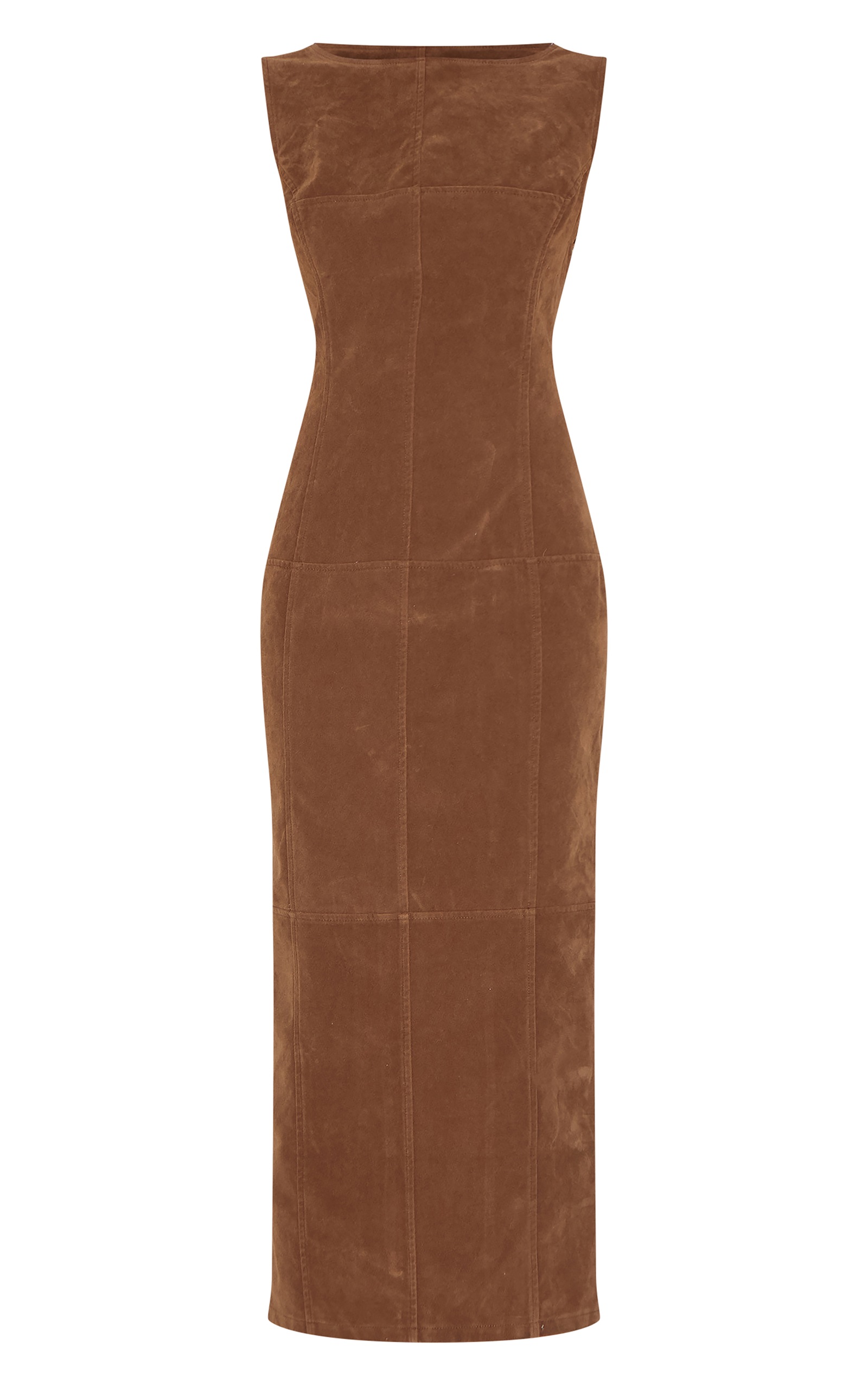 Chestnut Faux Suede Boat Neck Backless Maxi Dress | Dresses ...