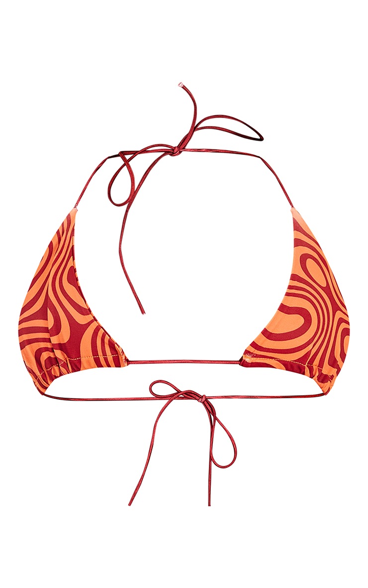 Burnt Orange Swirl Triangle Bikini Top | PrettyLittleThing UAE