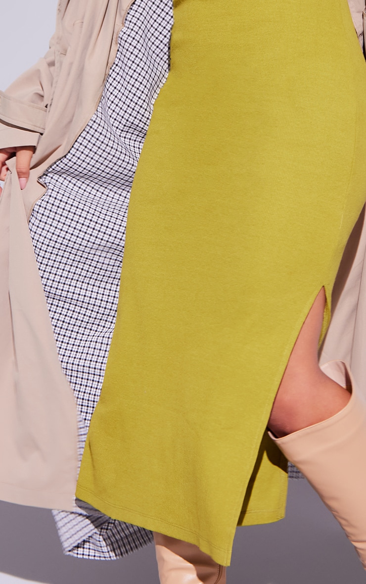 Olive Cup Detail Racer Split Midi Dress | Dresses | PrettyLittleThing USA