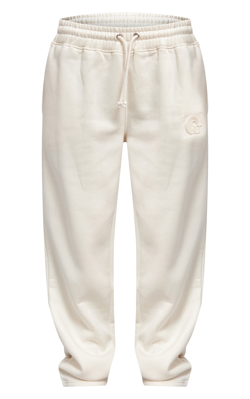 Cream Embossed Drawstring Joggers | Sweat | PrettyLittleThing