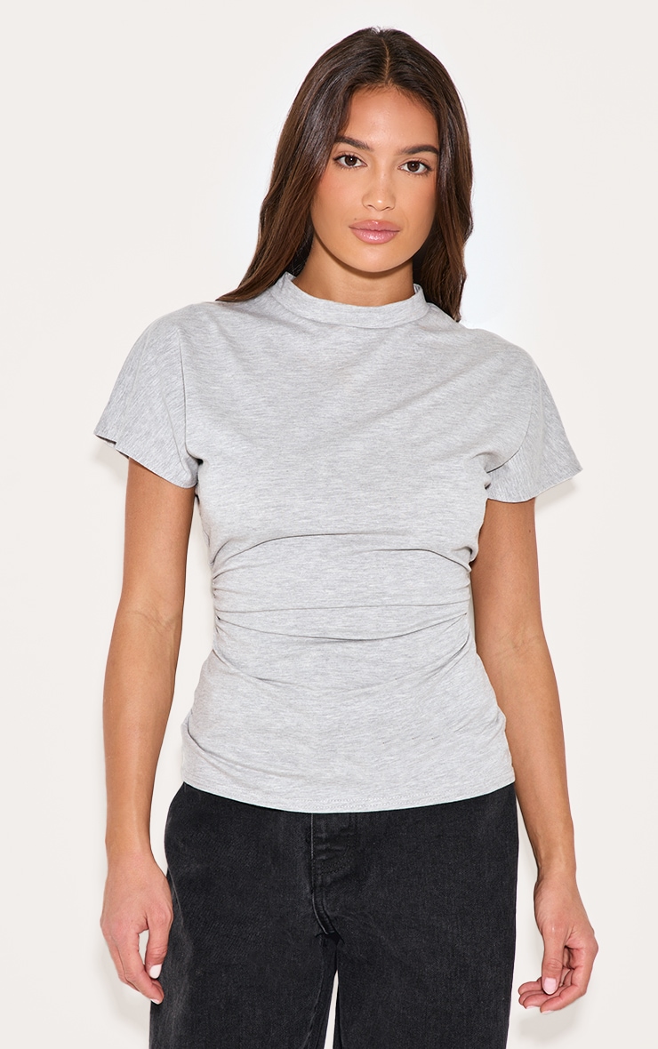 Grey Soft Touch Rib Asymmetric Long Sleeve Top | Tops ...