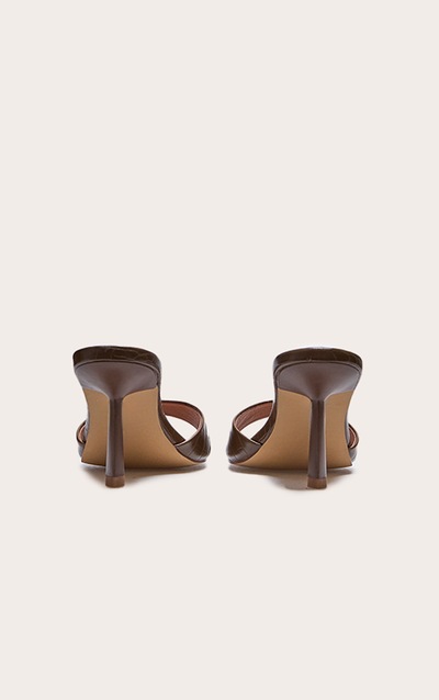 Wide Fit Chocolate Croc Mid Stiletto Heel Mules | Footwear | PLT