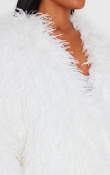 Cream Faux Fur Cropped Coat | Outerwear | PLT