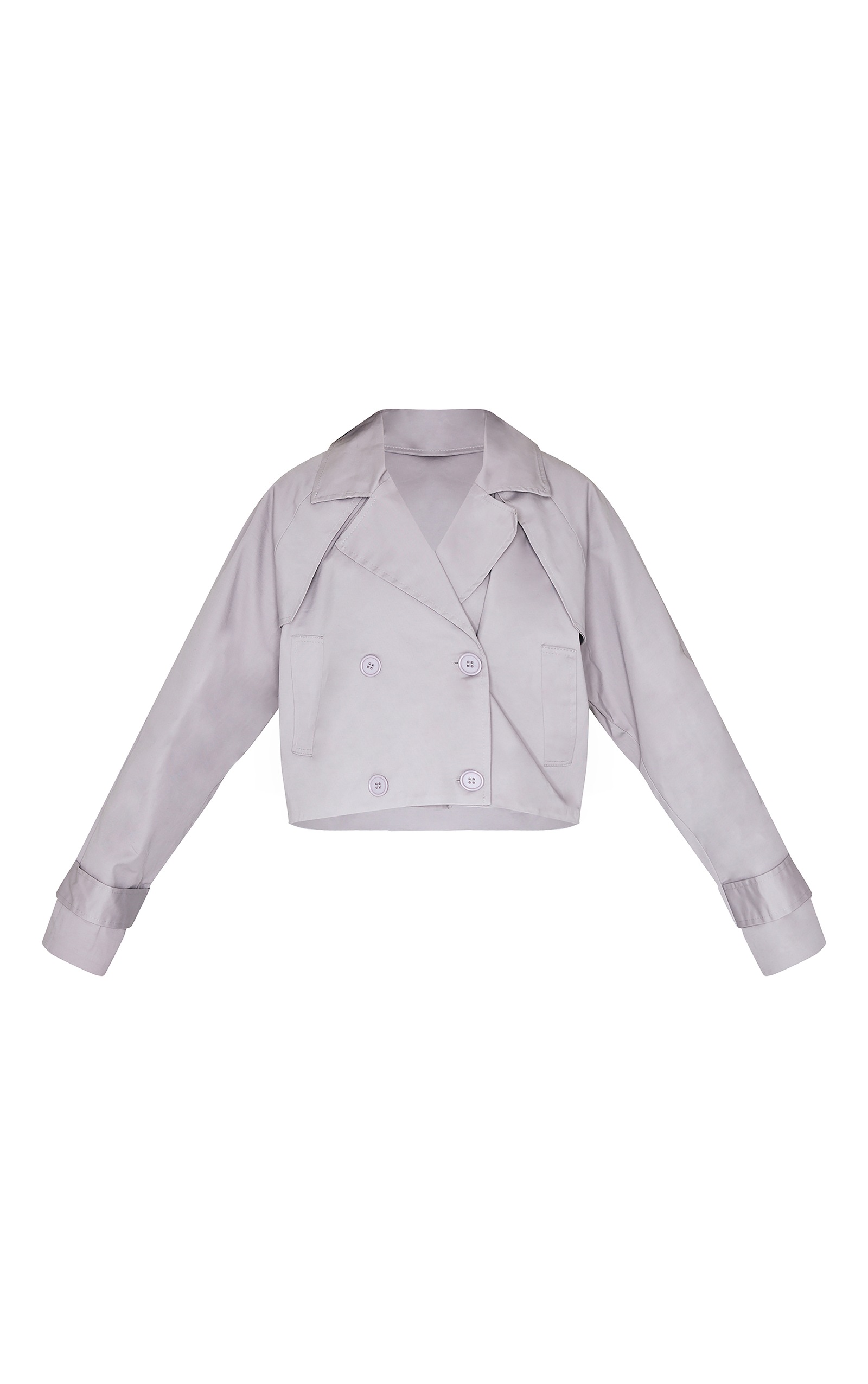 Grey Cropped Storm Flap Detail Trench Coat | Outerwear ...