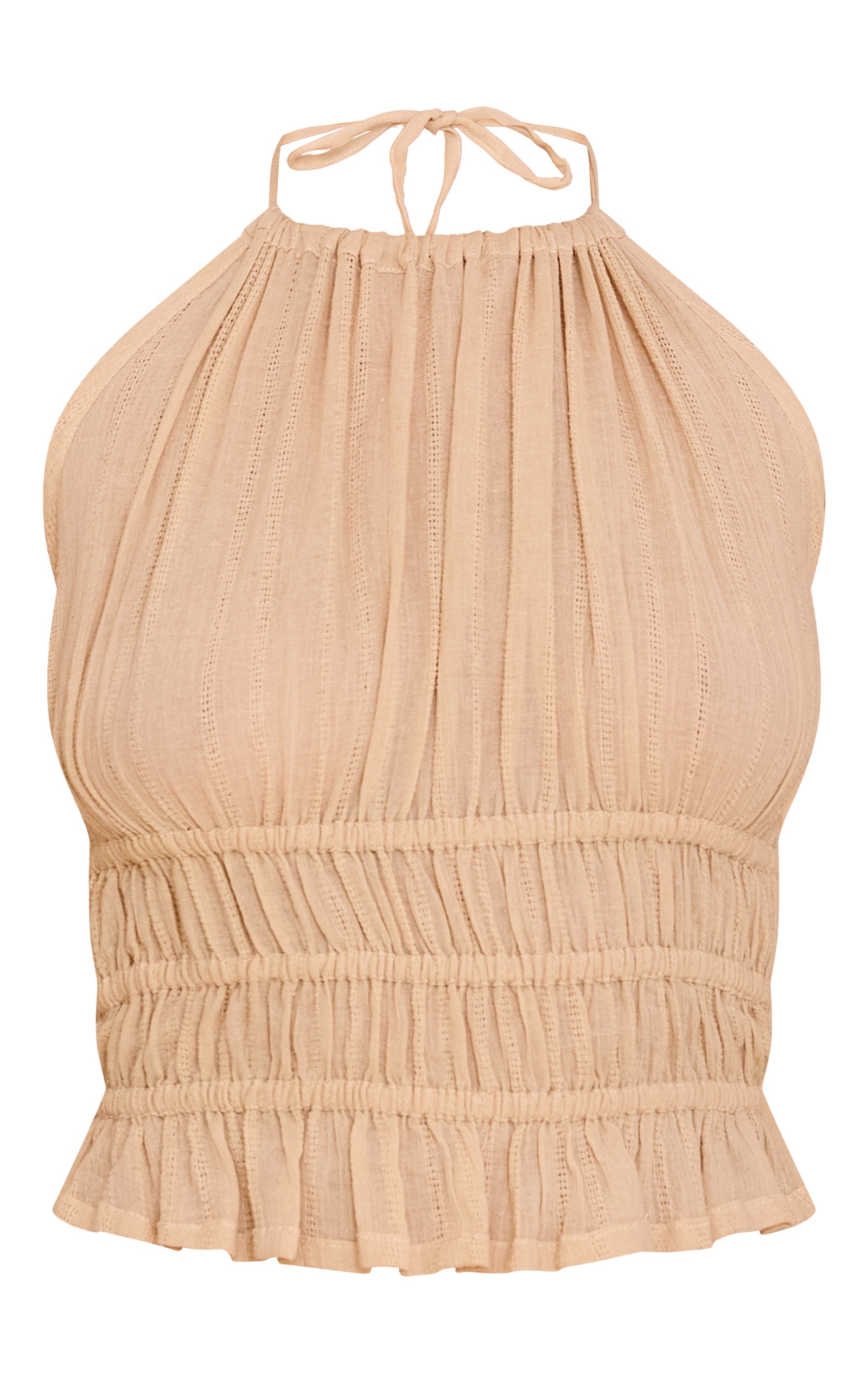 Sand Textured Backless Halterneck Top | Co-ords | PLT USA