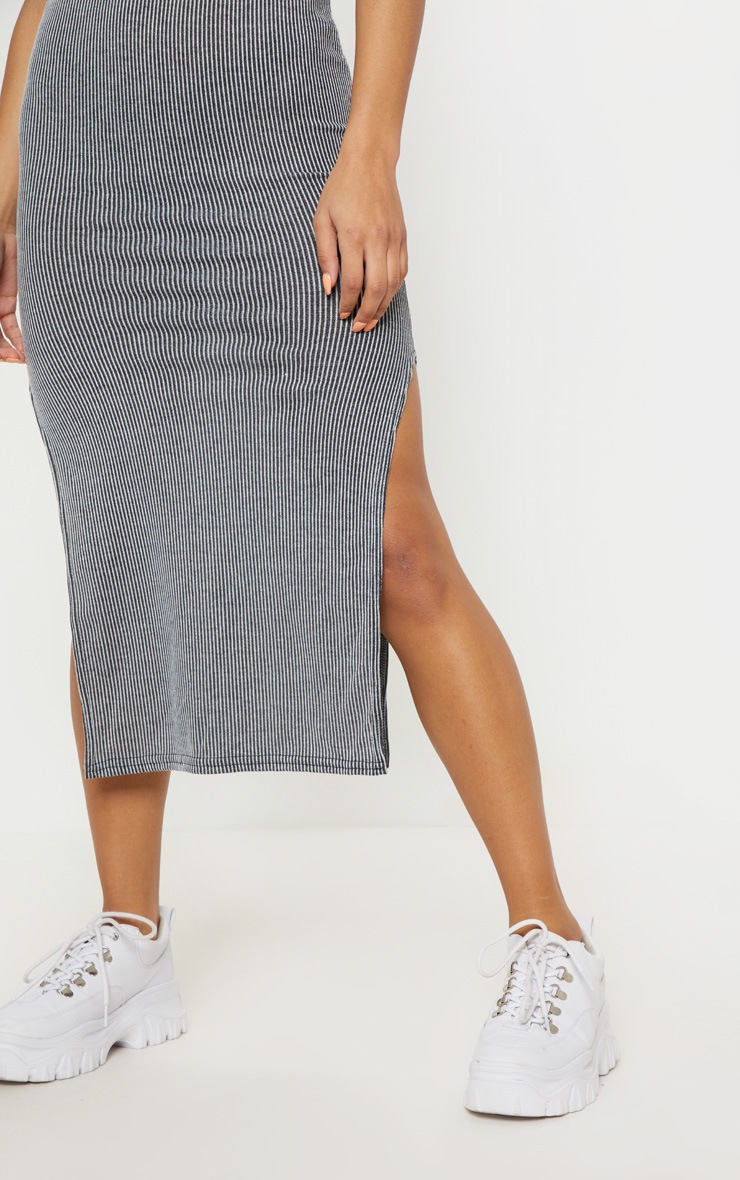 Grey Rib Knitted Dress | Knitwear | PrettyLittleThing USA