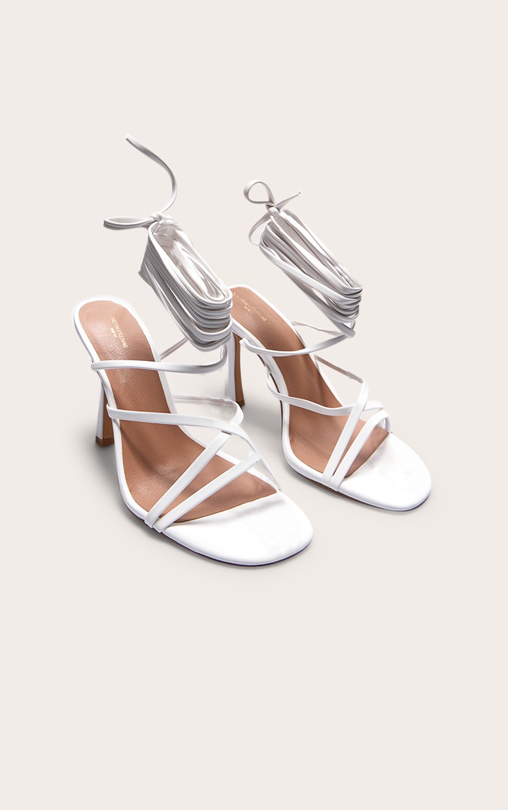 White Wide Fit Square Toe Strappy Heeled Sandals | Footwear ...