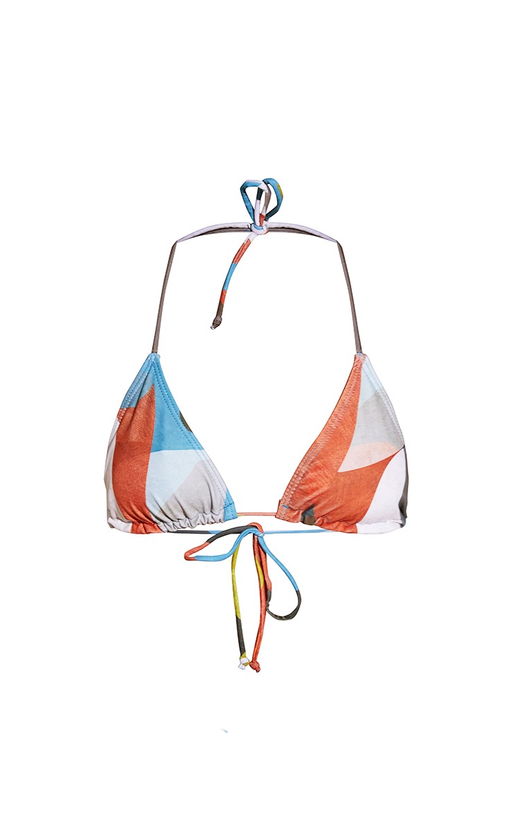 Multi Abstract Printed Triangle Bikini Top | Swimwear ...