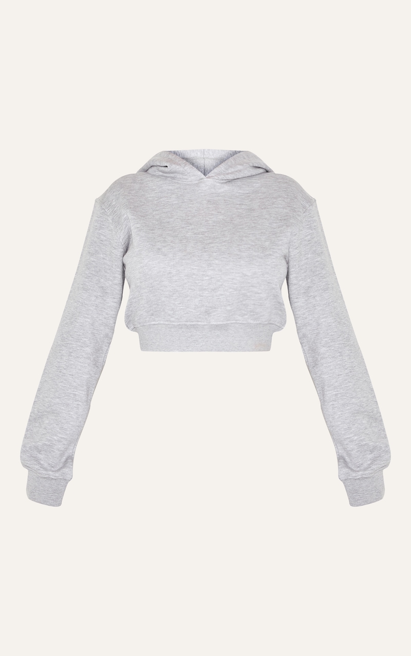 PLT Shape Grey Marl Back Cinched Waist Crop Hoodie | Shape | PLT USA