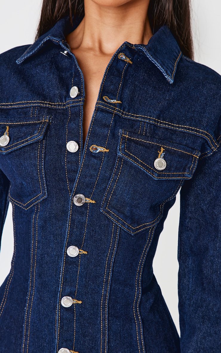 Petite Indigo Denim Long Sleeve Fitted Mini Dress | Petite ...