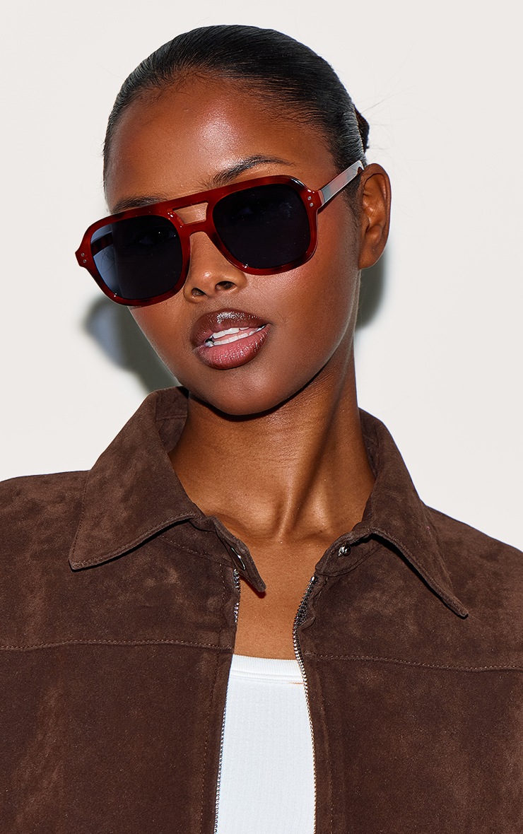 Orange Tort Frame Blue Lens Aviator Sunglasses Accessories