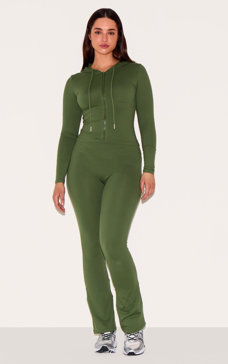 Shape Khaki Sculpted Zip Through Hoodie | Shape | PrettyLittleThing