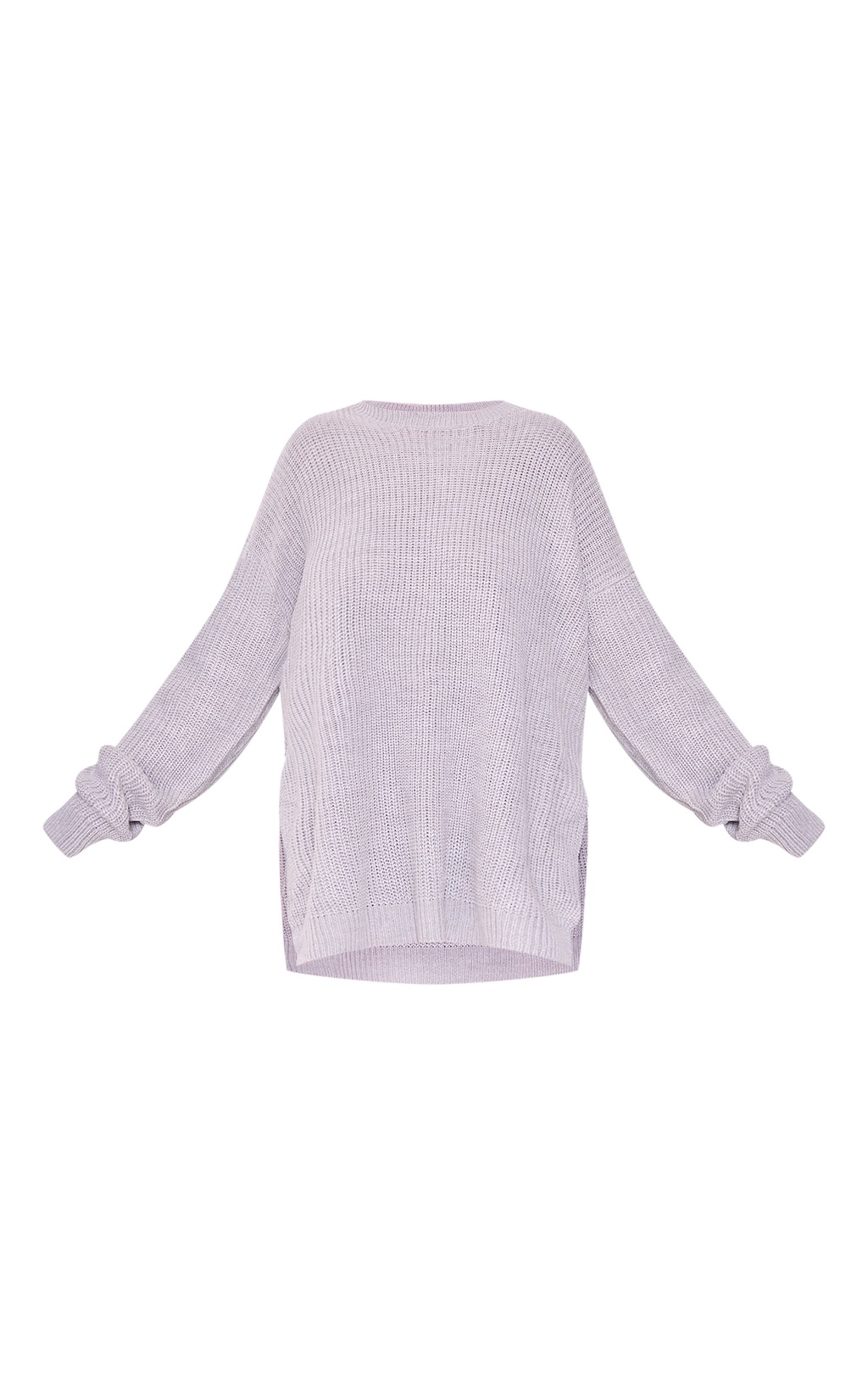 Plus Grey Round Neck Side Split Sweater | Plus Size | PrettyLittleThing USA