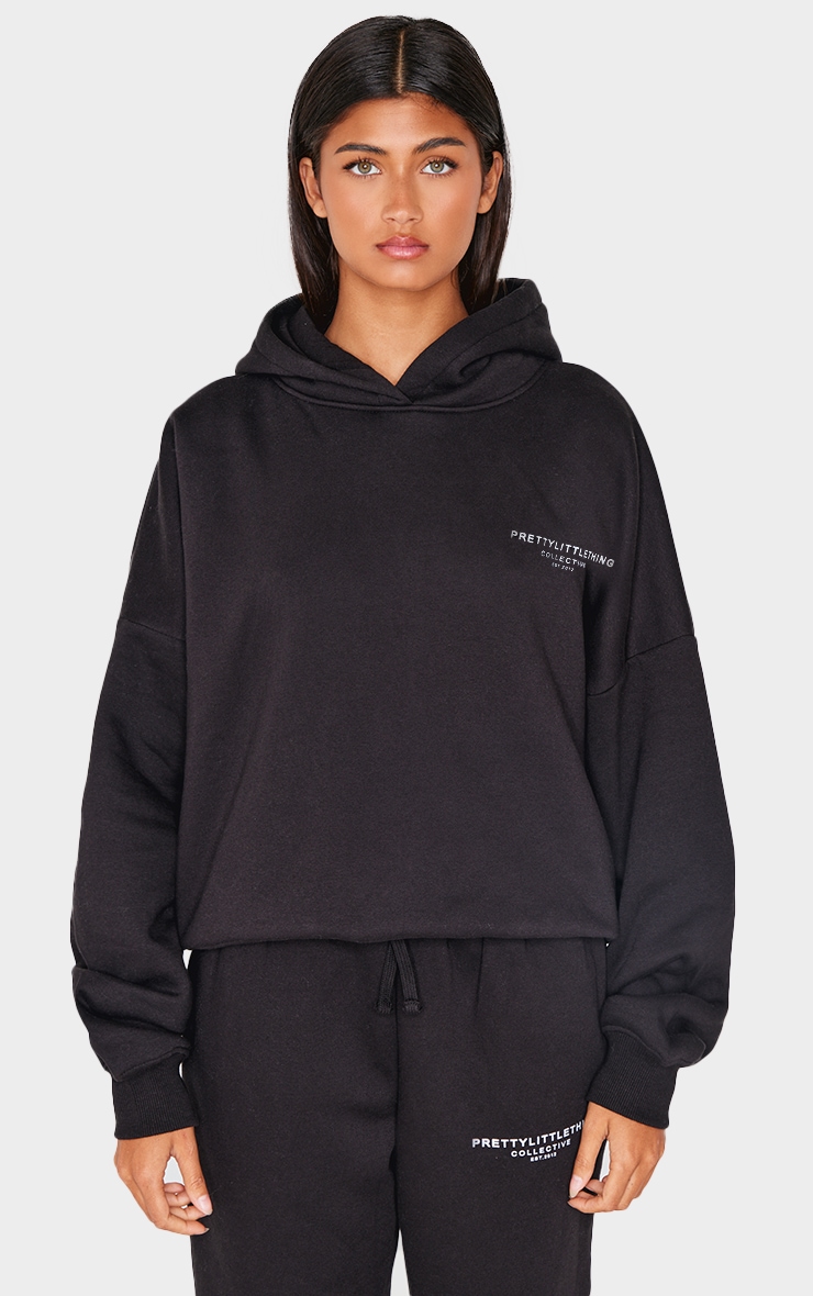PLT Hoodie Noir Imprimé "Collective" | Sweat | PrettyLittleThing FR