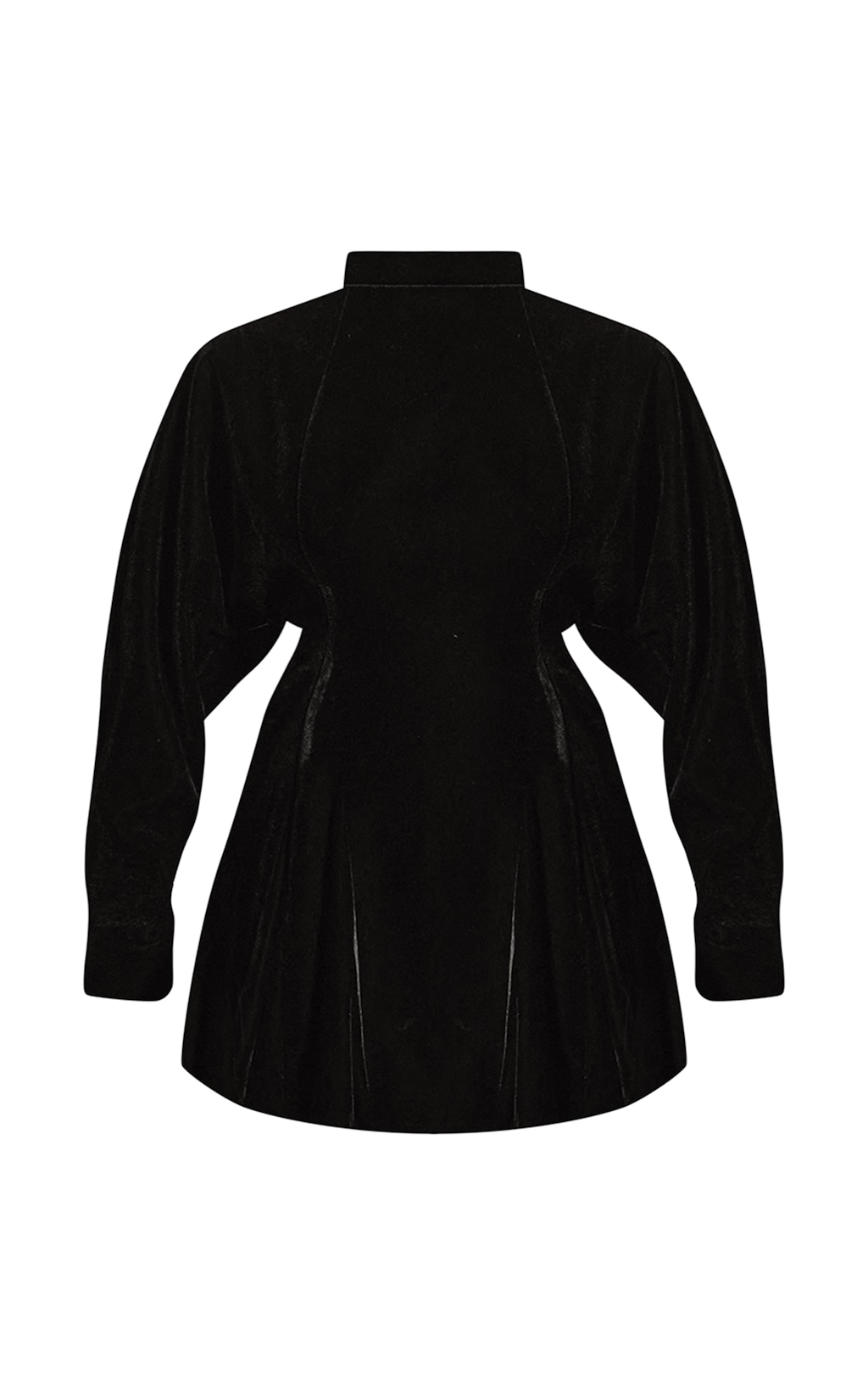 PLT Label Black Velvet Godet Long Sleeve Playsuit | Dresses | PLT