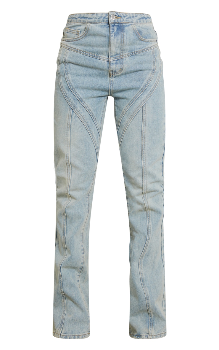 Vintage Wash Seam Detail Long Leg Straight Jeans | Denim | PLT