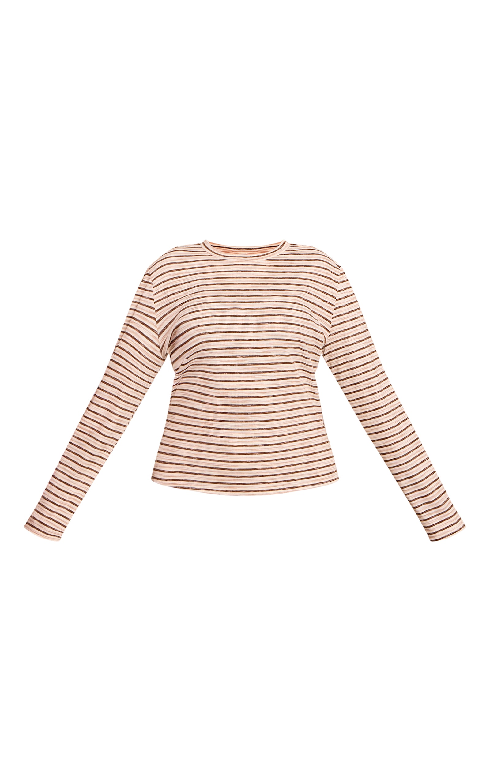 Plus Light Brown Rib Striped Fitted Top | Plus Size | PLT IRE