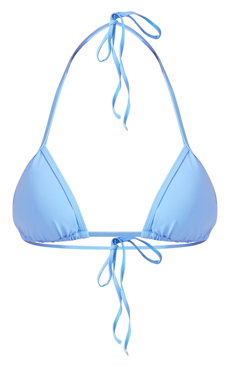 Cornflower Blue Ruched Triangle Bikini Top | PrettyLittleThing QA