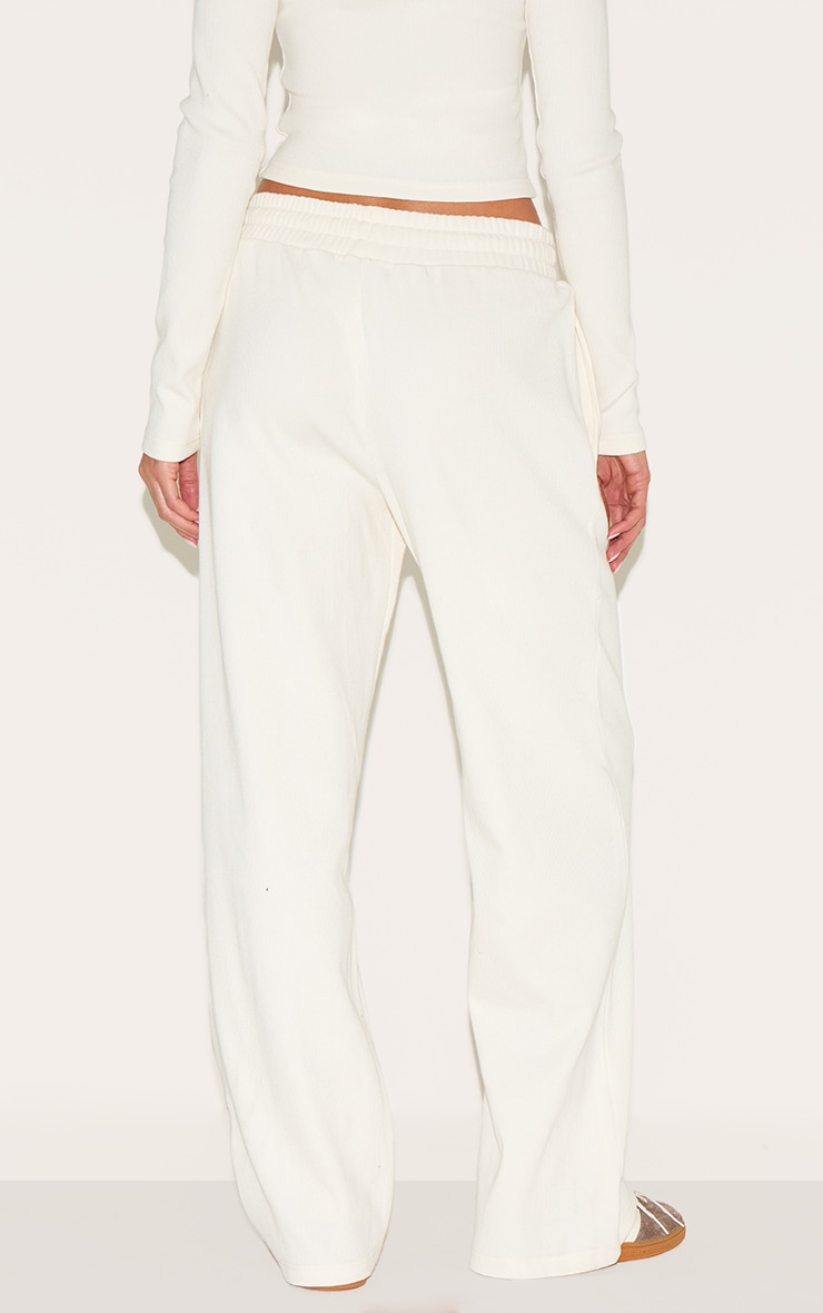 Cream Wide Leg Ribbed Pants | Co-ords | PrettyLittleThing USA