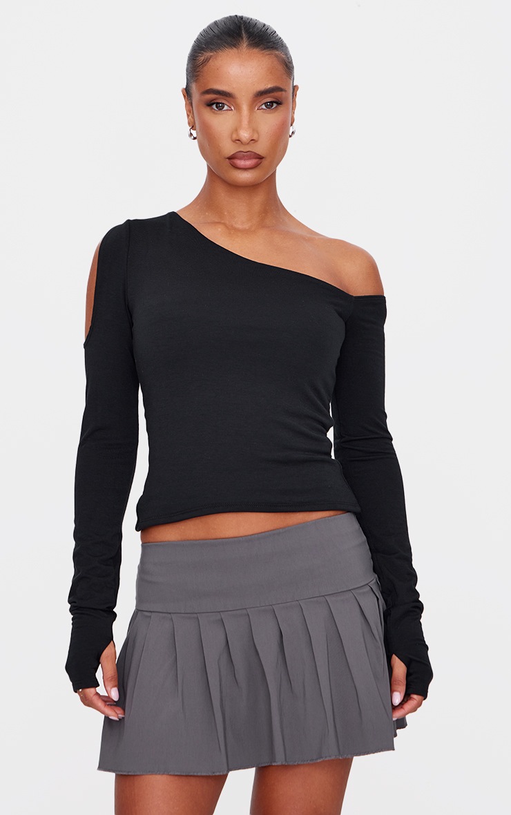 Charcoal Grey Stretch Low Rise Micro Mini Skirt | Bottoms ...