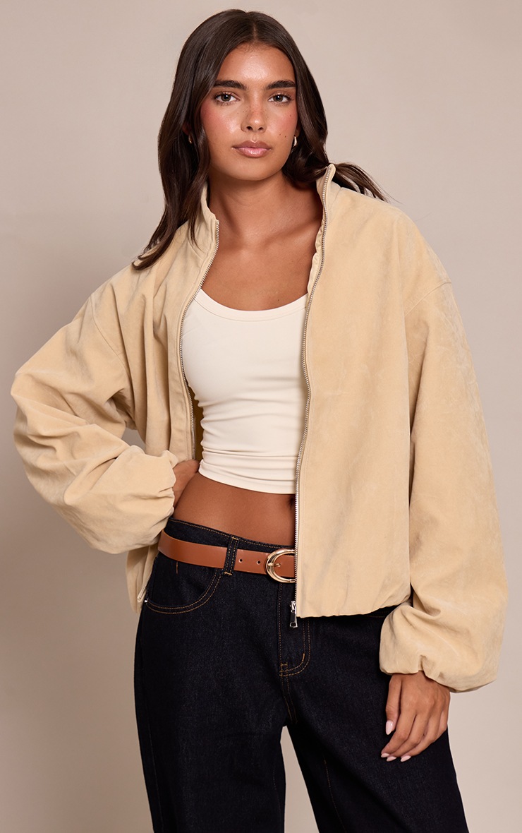 Buttercream Suede Bomber Jacket | Outerwear | PLT