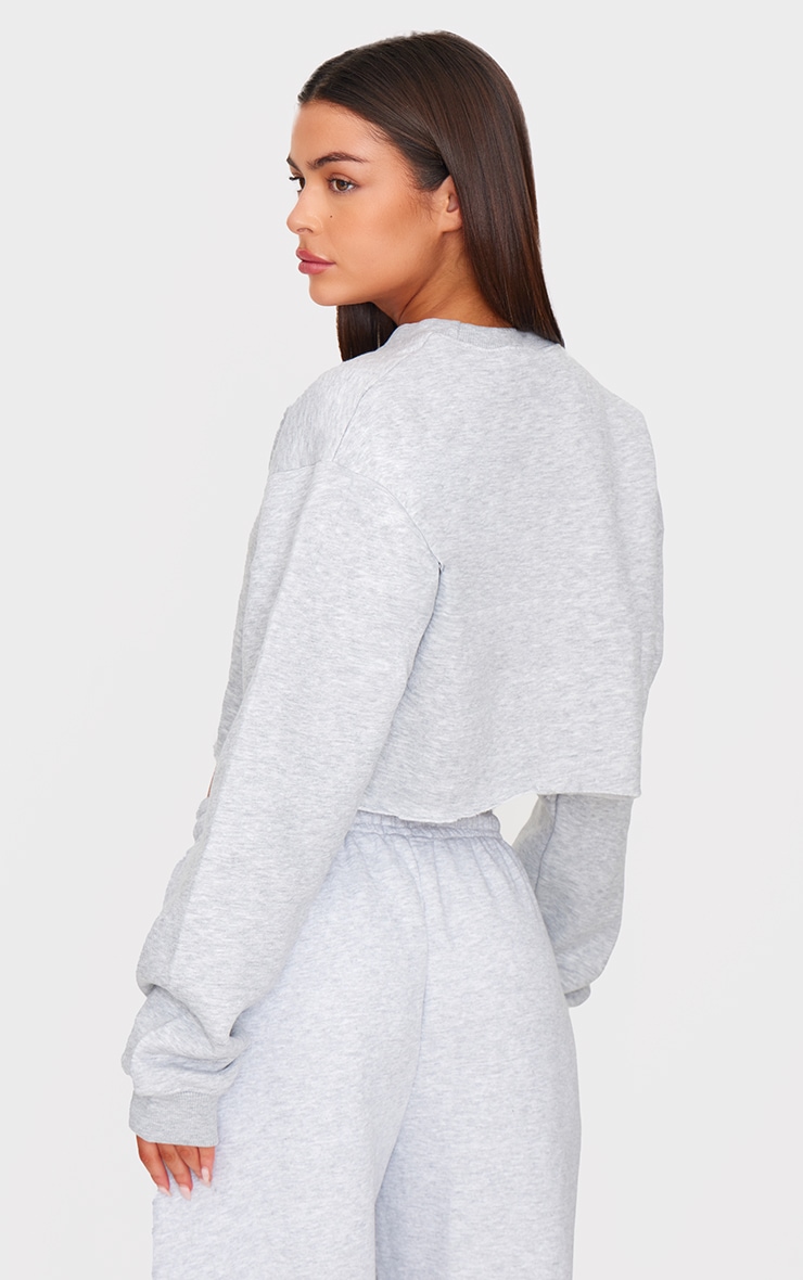 Ash Grey Oversized Cropped Crewneck Sweatshirt | Athleisure ...