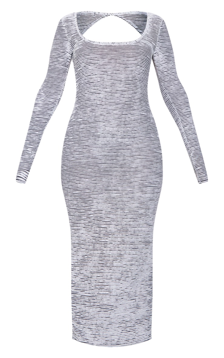 Monochrome Rib Square Neck Cut Out Midaxi Dress | PrettyLittleThing IE