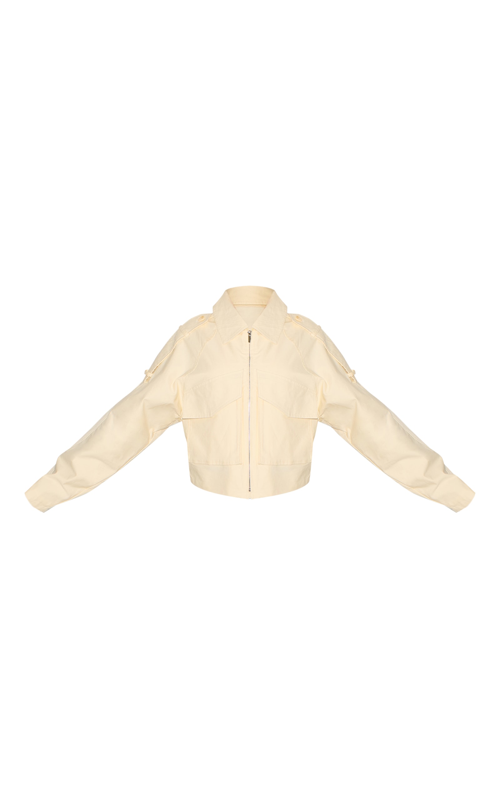 Buttercream Trench Detail Cropped Zip Up Jacket | Outerwear | PLT