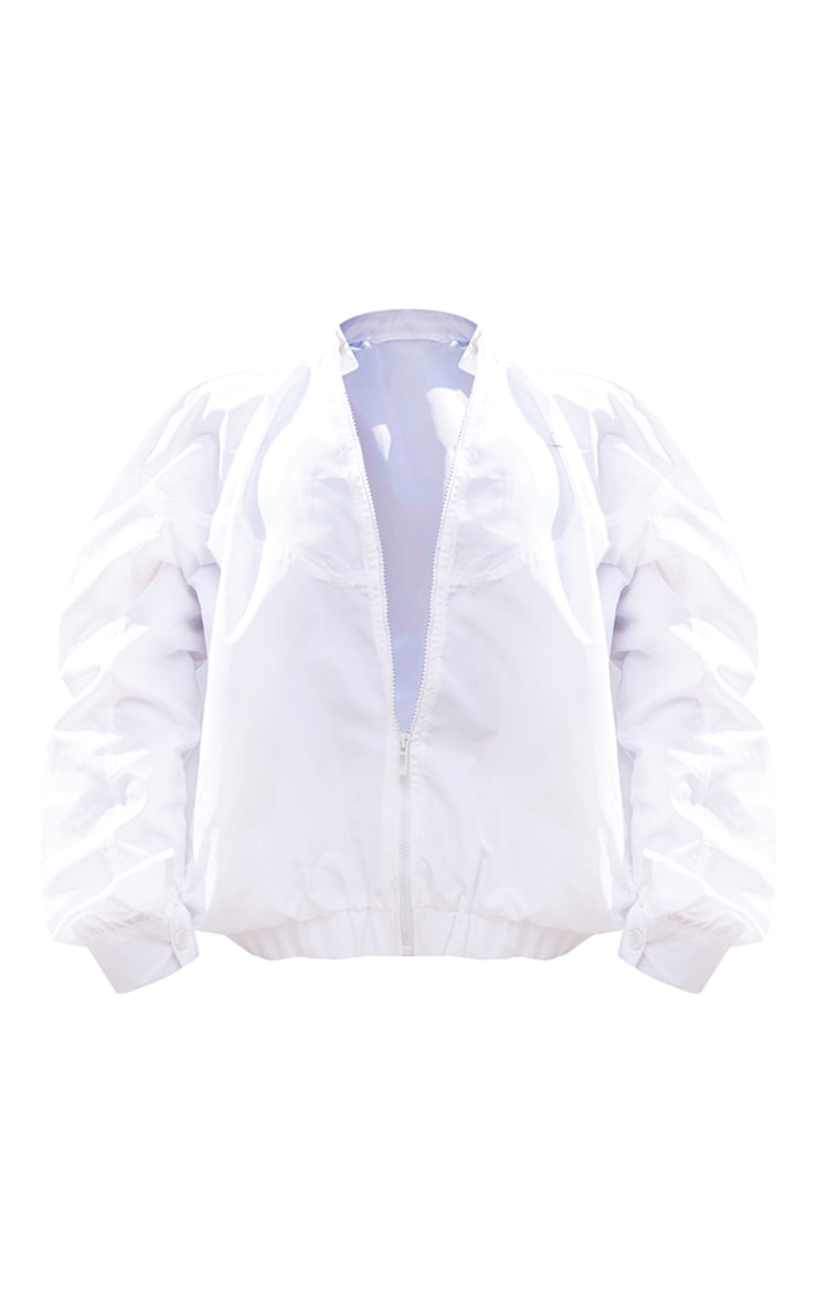 Plt White Sport Shell Badge Zip Up Jacket | PrettyLittleThing