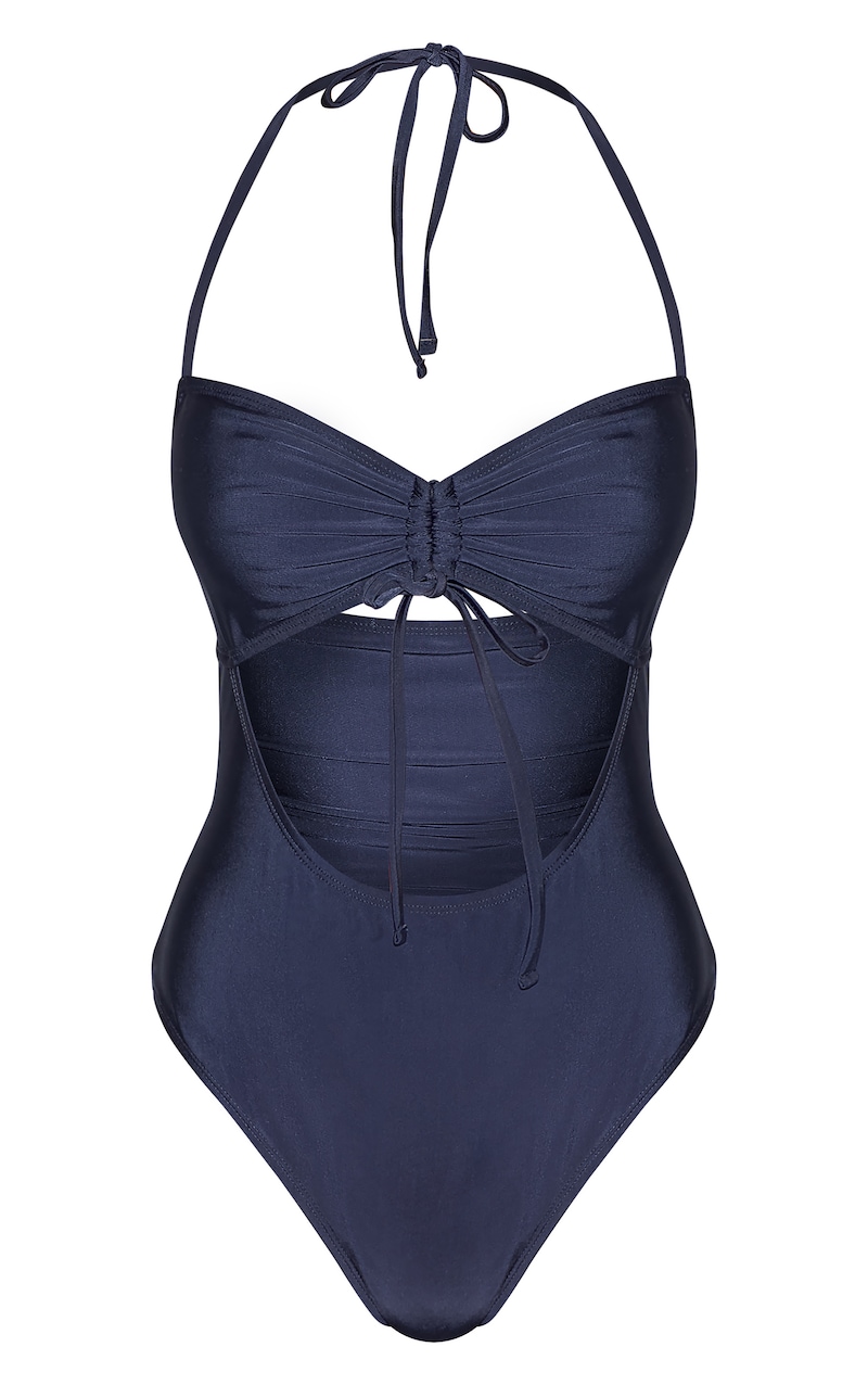 Navy Blue Cut Out Swimsuit | Swimwear | PrettyLittleThing