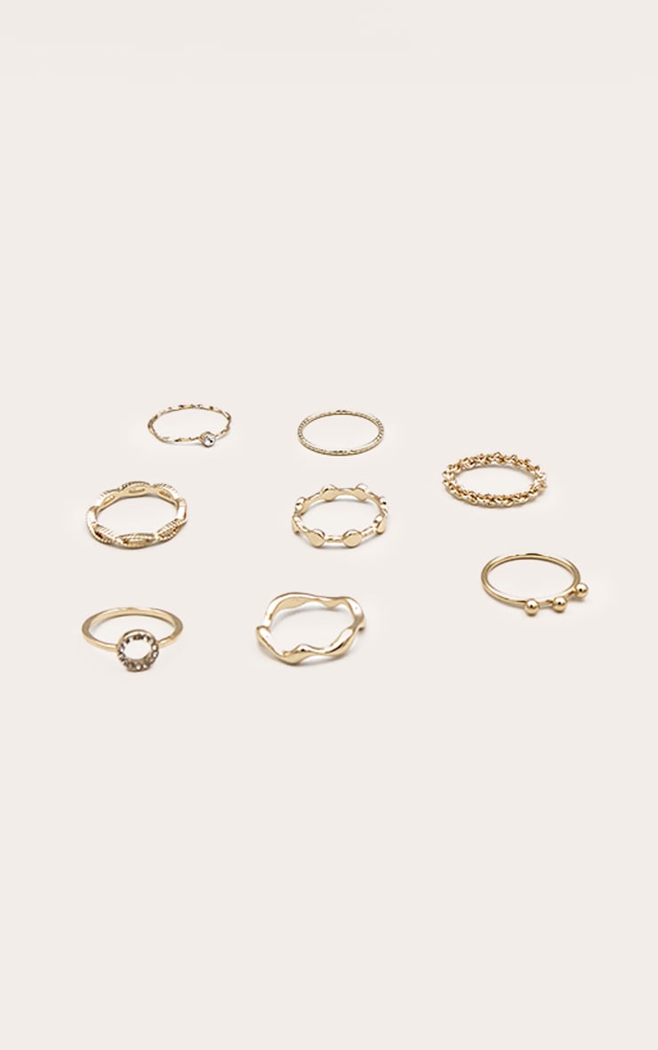 Gold Assorted Shape Twist Ring Set | Accessories | PrettyLittleThing