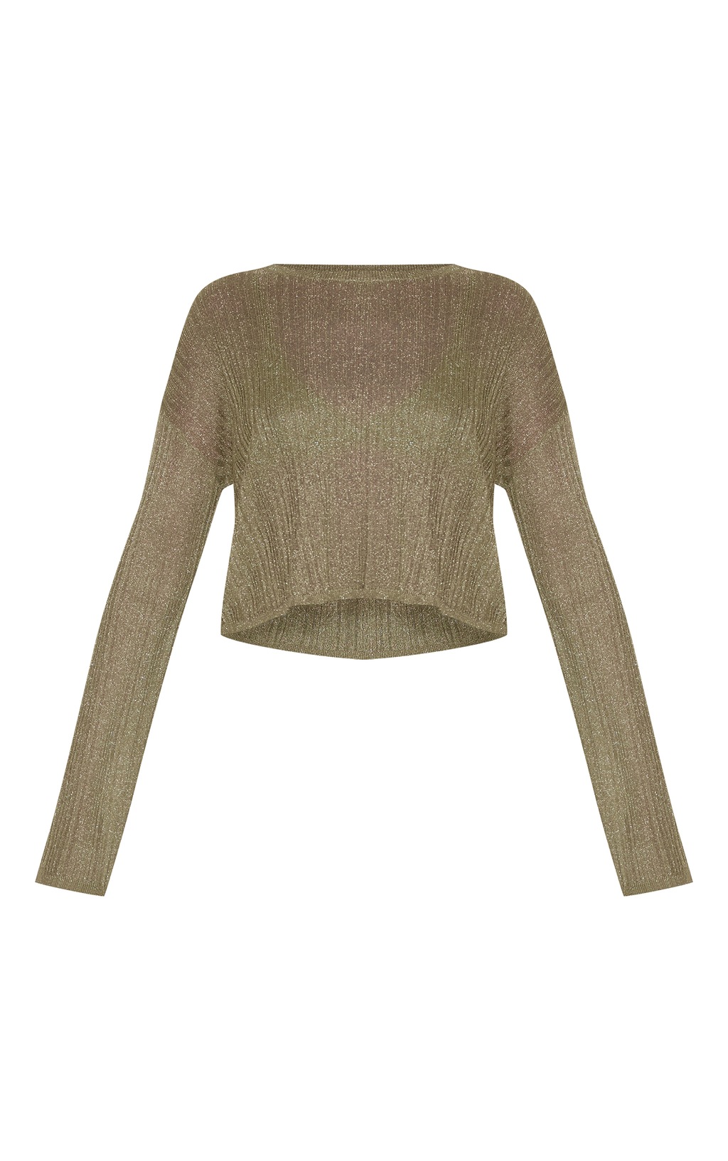 Dark Khaki Sheer Knit Oversized Top | Knitwear | PLT USA