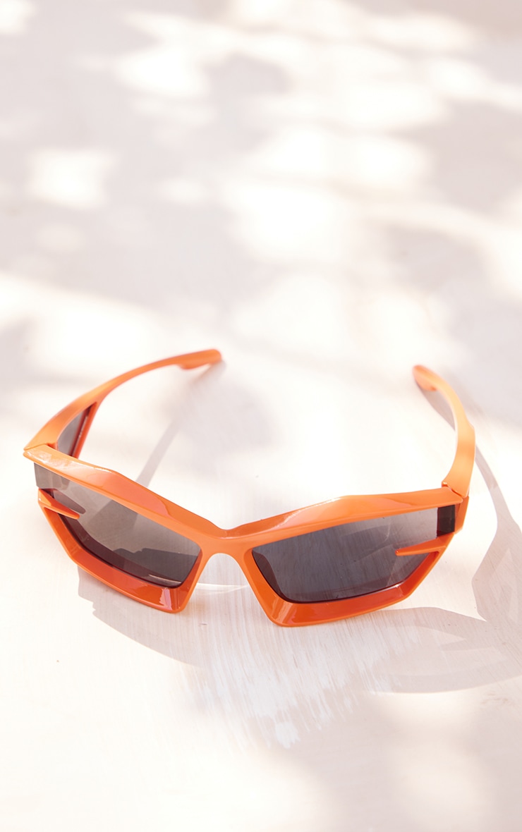 Orange Angular Sporty Visor Sunglasses | PrettyLittleThing AUS