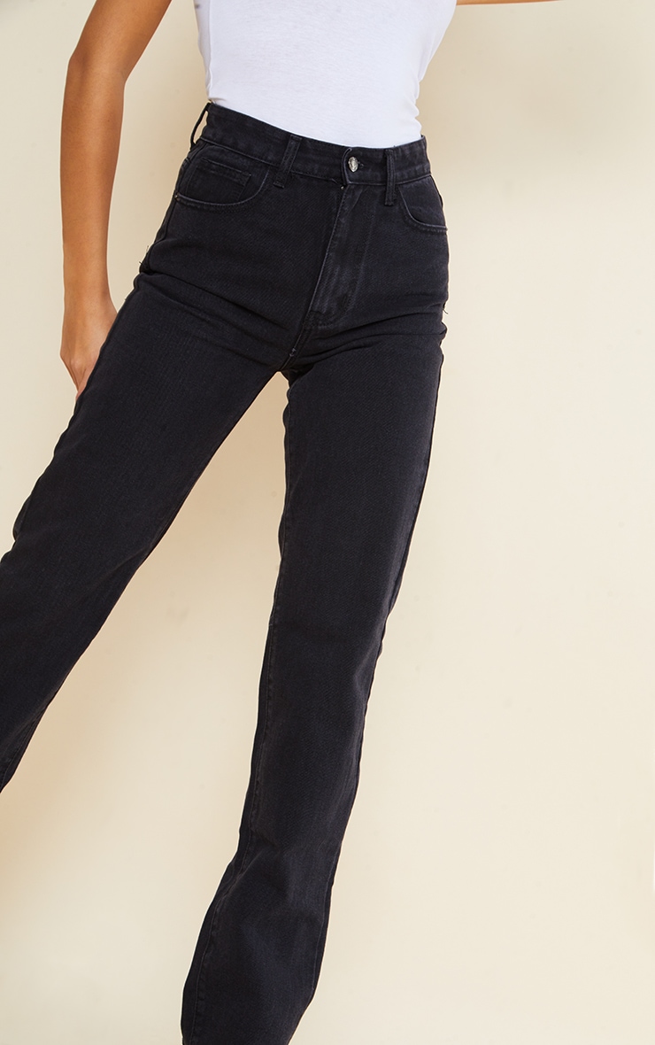 Tall Black High Waist Long Leg Straight Jeans | Tall | PLT