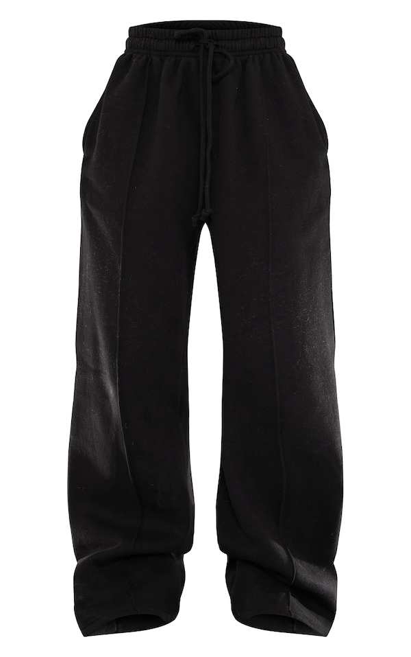 Black Pintuck Drawstring Straight Leg Joggers | Athleisure | PLT
