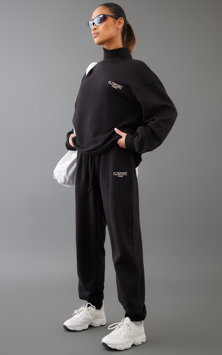 Prettylittlething Black Embroidered Sweatshirt | PrettyLittleThing CA