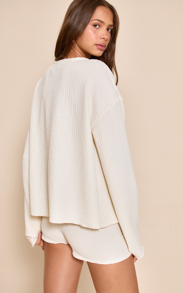 Cream Textured Hot Pant | Co-ords | PLT