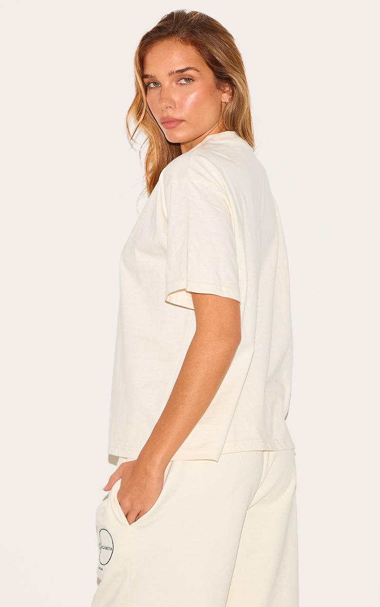 Cream Wellness Printed Boxy Oversized T Shirt | Athleisure | PLT USA