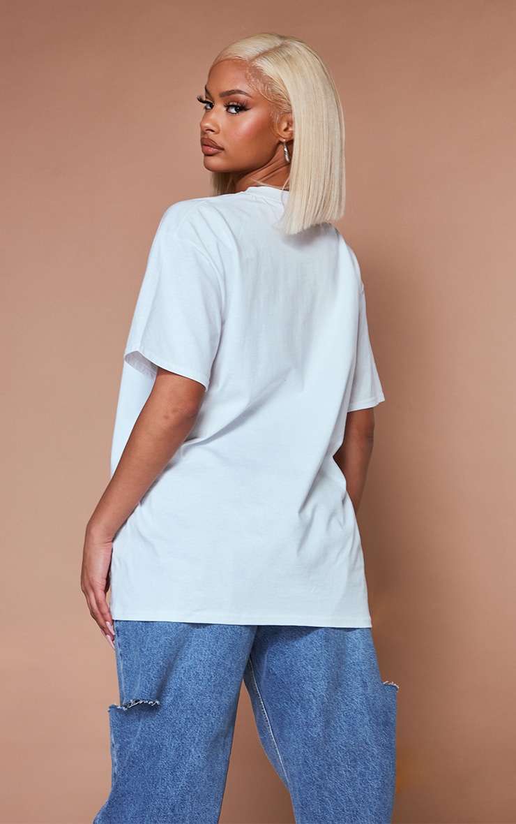 T-shirt blanc oversize imprimé Brooklyn | PrettyLittleThing FR