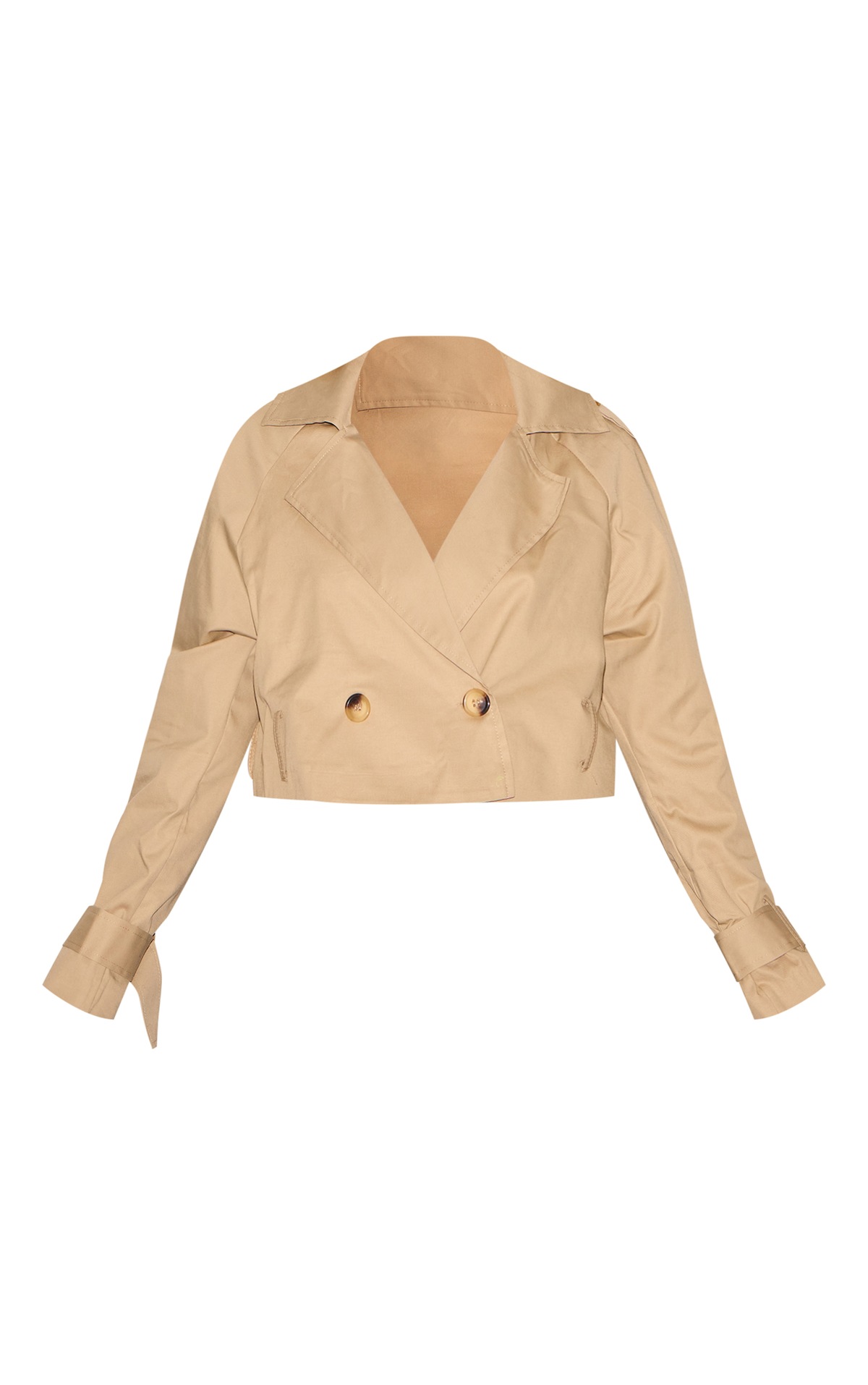 Camel Cropped Trench Coat | Outerwear | PrettyLittleThing