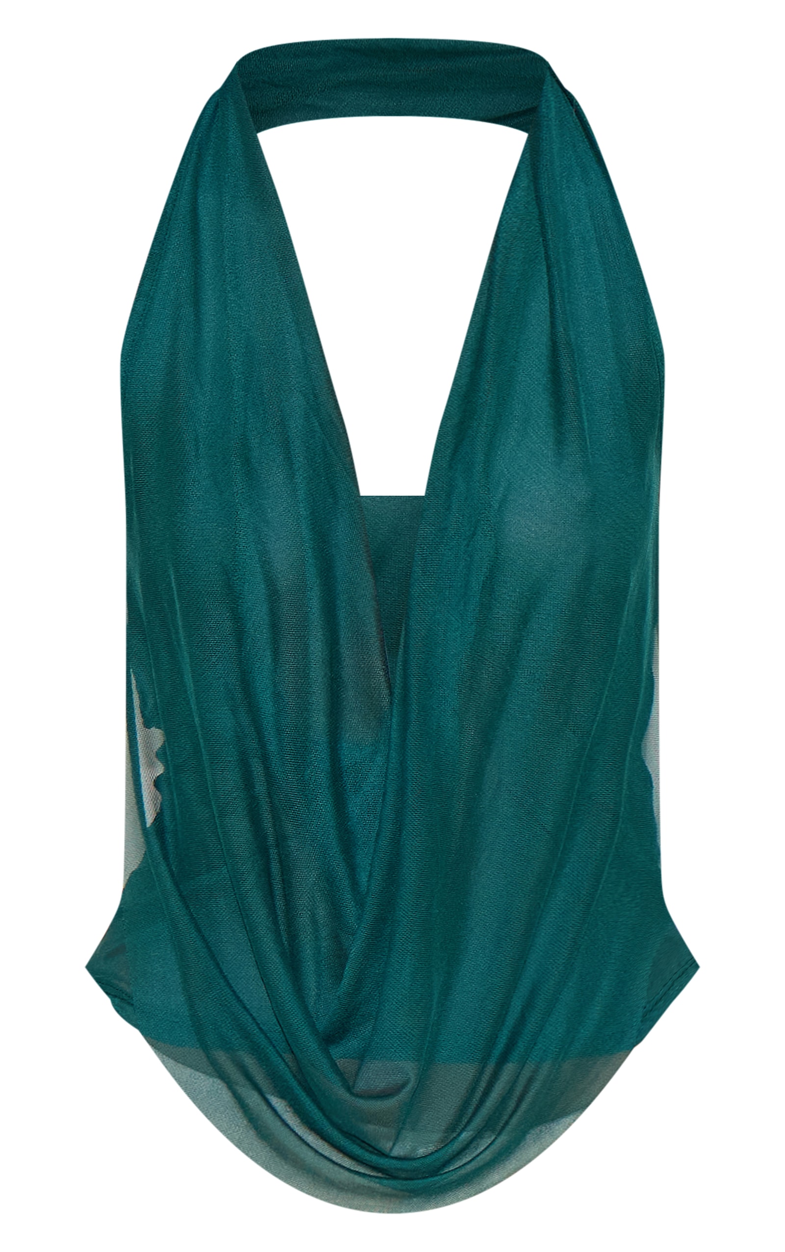 Teal Mesh Halter Neck Top | Tops | PrettyLittleThing USA