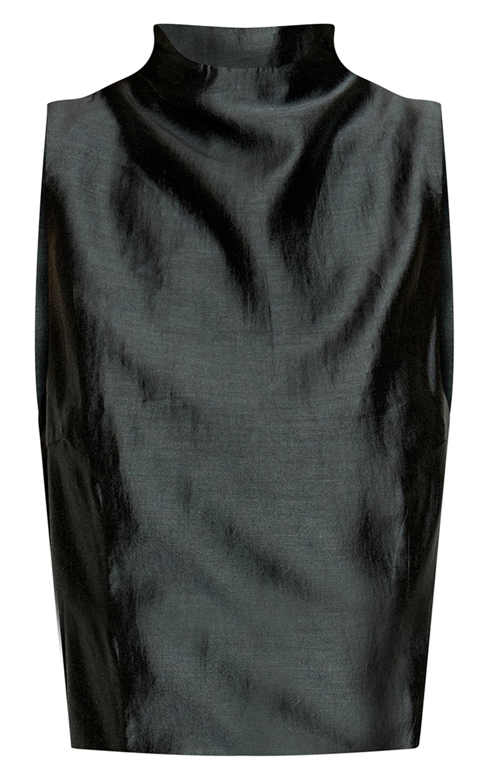 Slate Grey Organza Ruched Longline Top | Tops | PrettyLittleThing USA