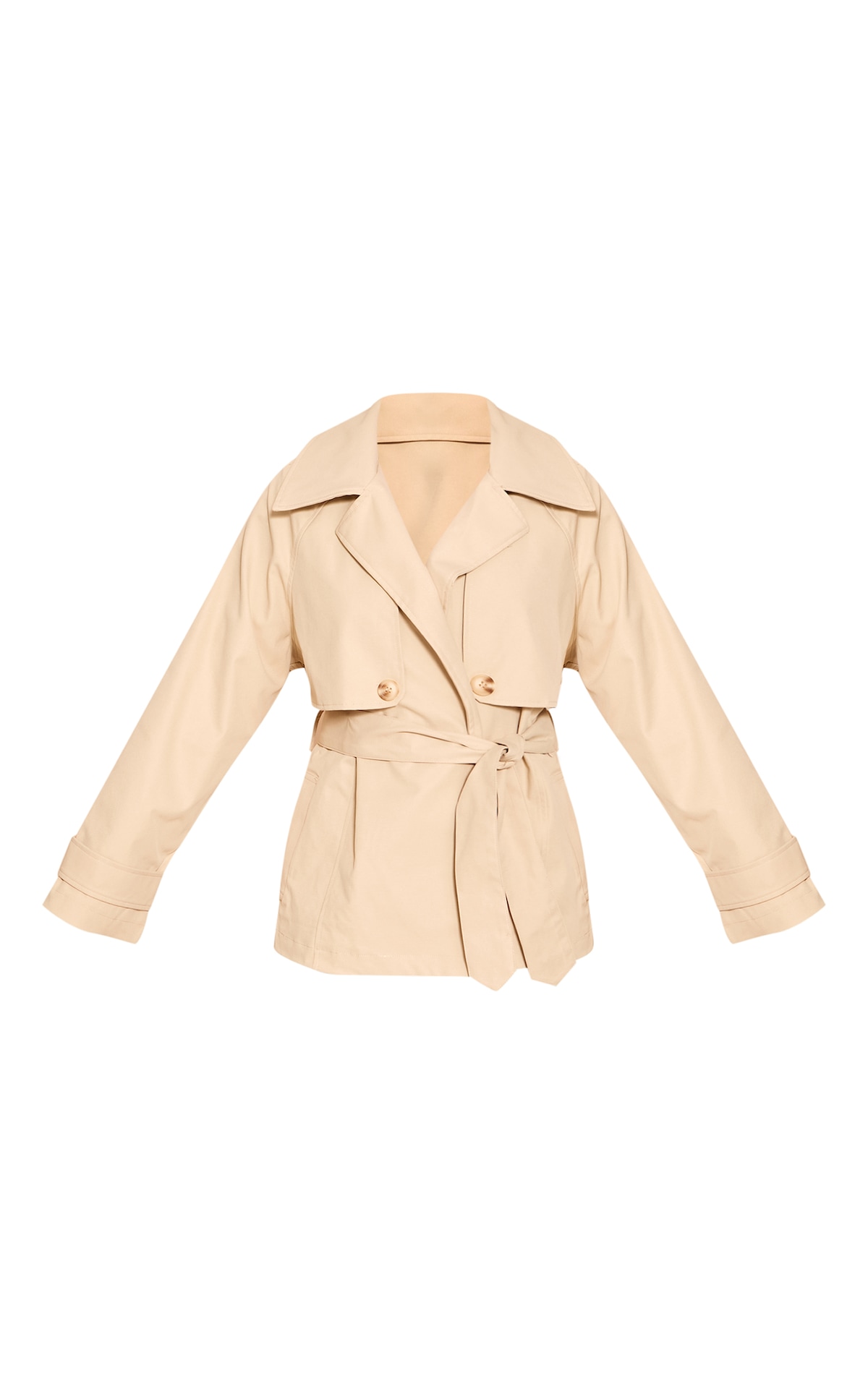 Stone Cropped Storm Flap Detail Trench | Outerwear | PrettyLittleThing USA