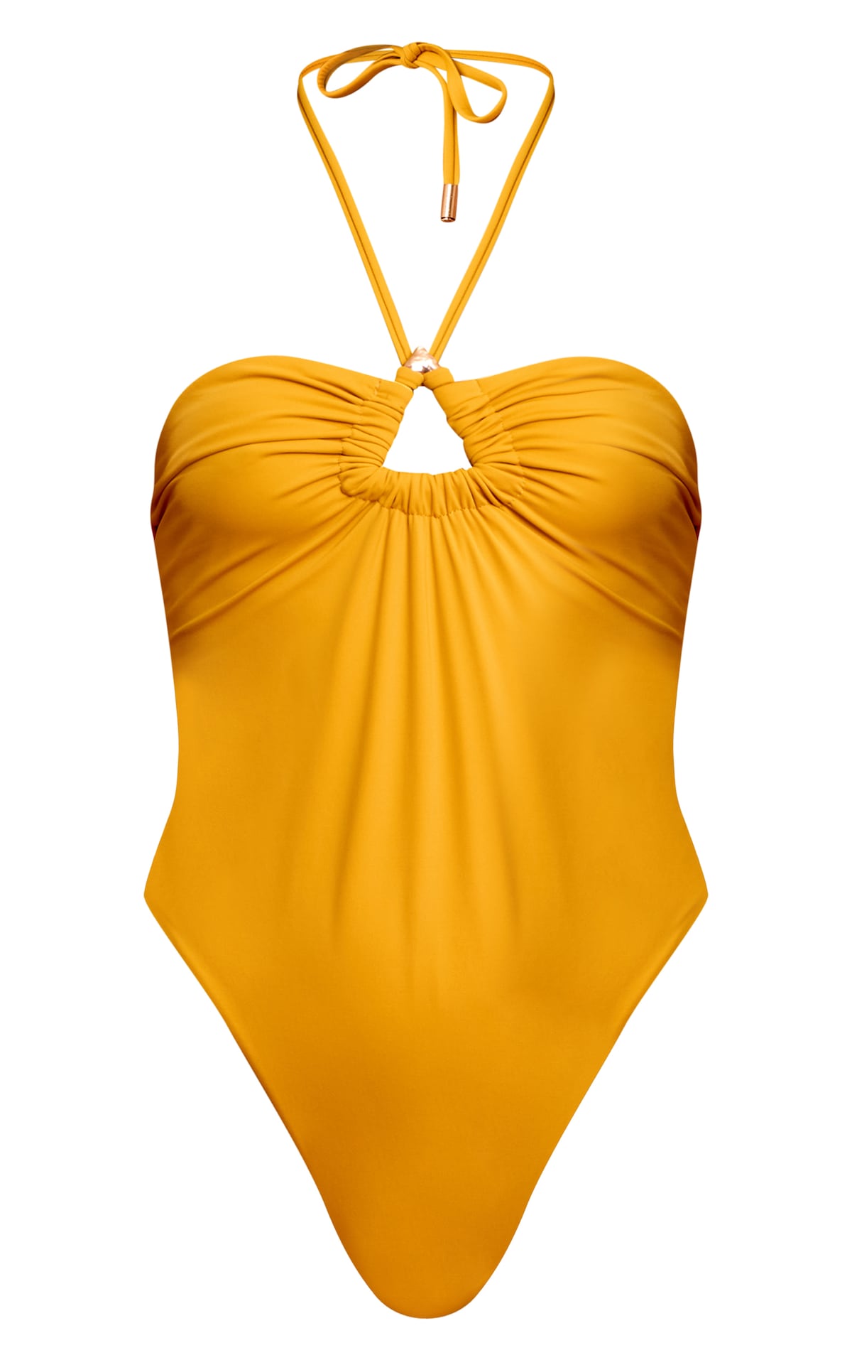 Mustard Triangle Trim Halter Neck Swimsuit | Swimwear ...