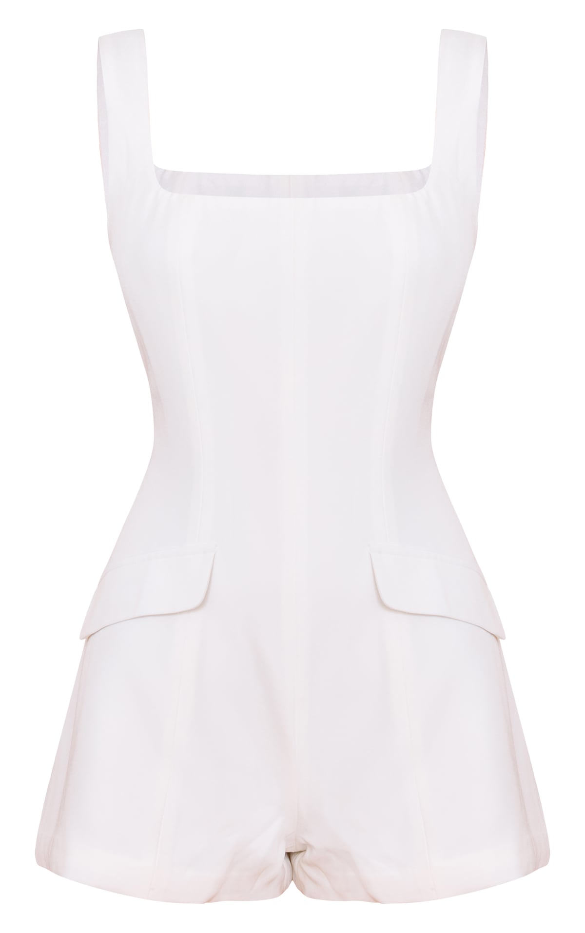 White Woven Pocket Detail Playsuit | Dresses | PLT