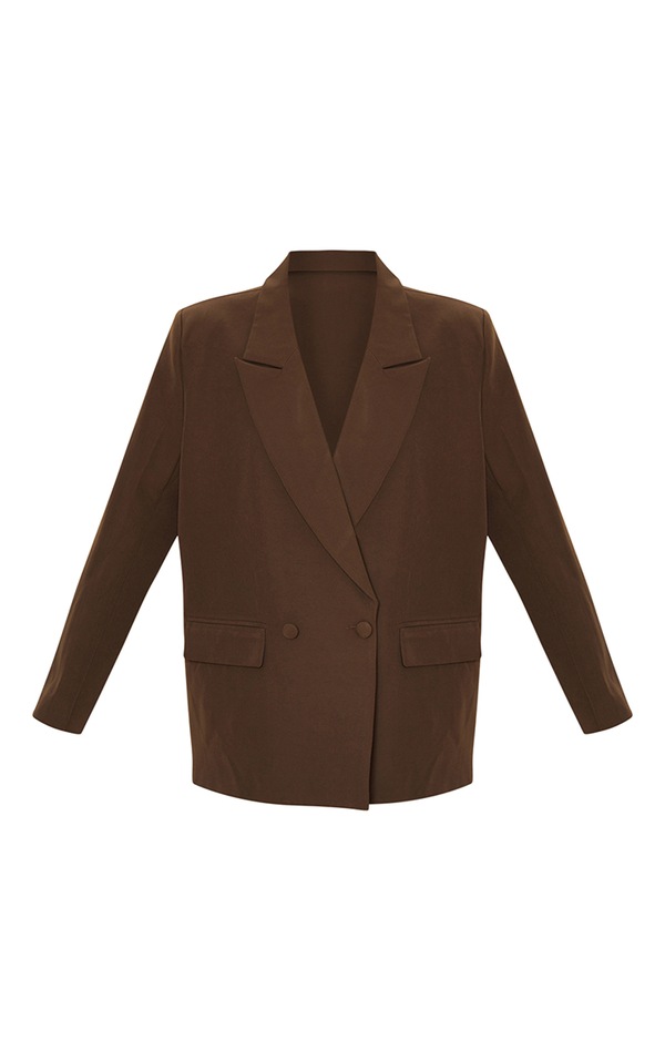 Chocolate Double Breasted Boxy Fit Blazer | Outerwear ...
