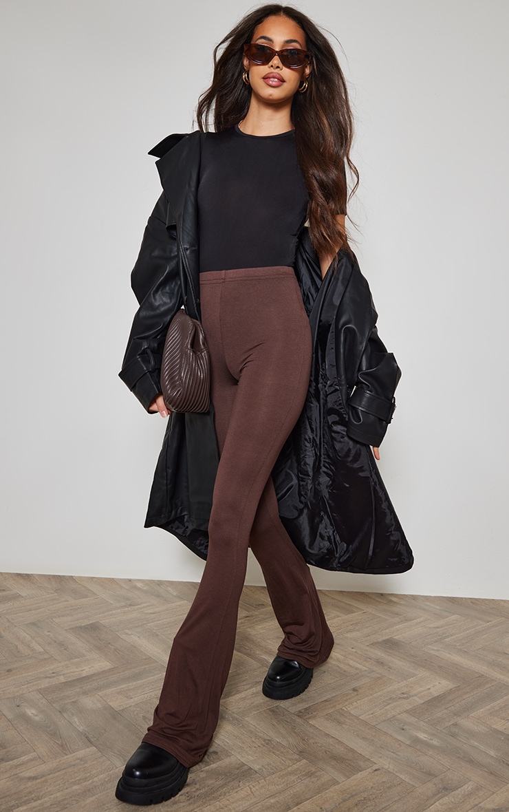 Tall Chocolate Basic Flare Leg Trousers | Tall | PLT