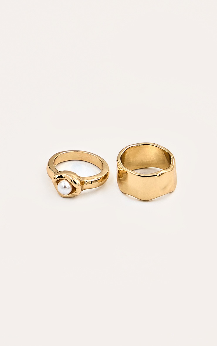 Gold Pearl Textured Multipack Rings | Accessories | PLT